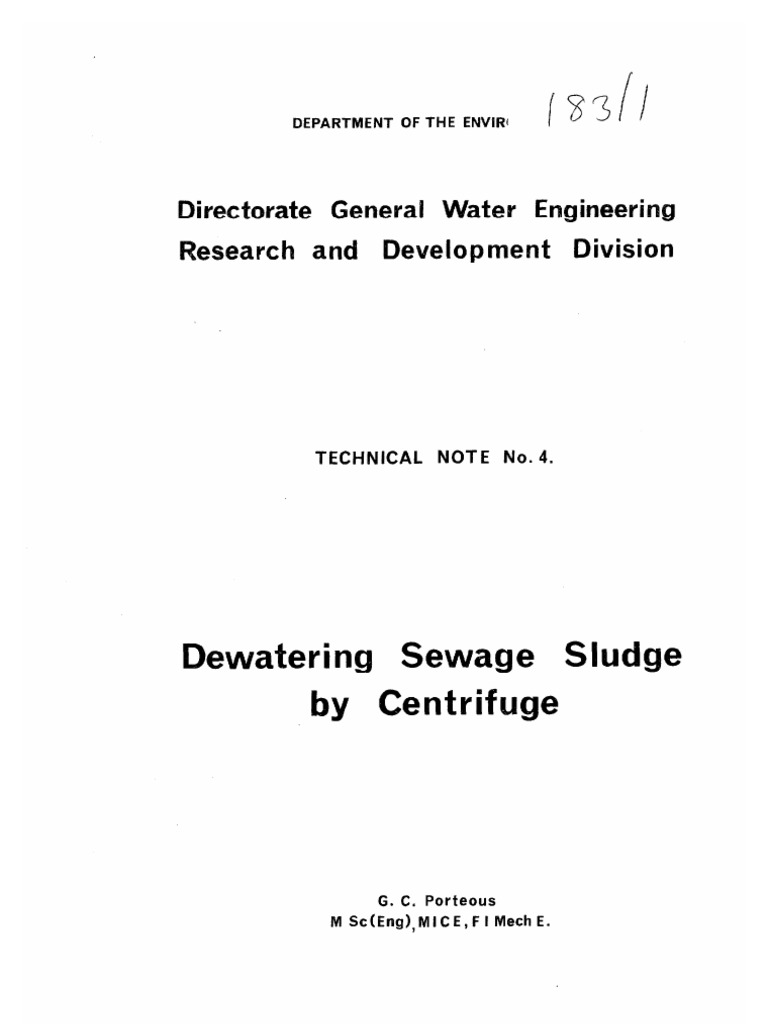 Centrifuge Dewatering for Sewage Sludge | PDF