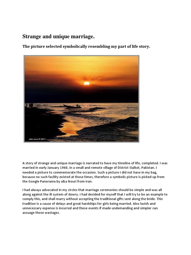 Story of Strange and Unique Marriage. | PDF | Wedding | Marriage