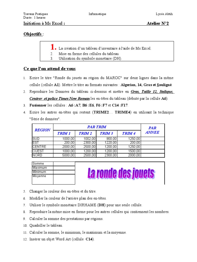 TP Excel | PDF | Jeux et activités | Méthodes et références pédagogiques