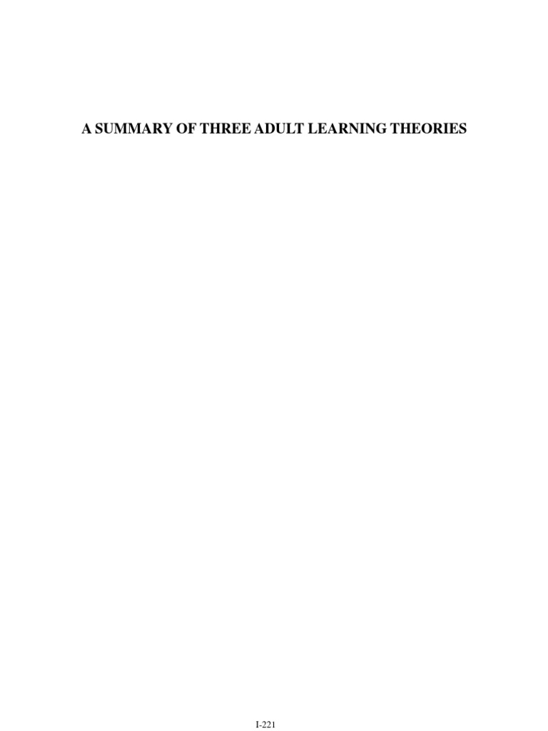 Overview of Adult Learning Theories | PDF