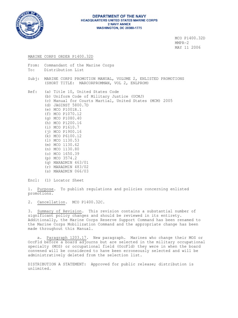 USMC Promotions Maual | Download Free PDF | United States Marine Corps ...