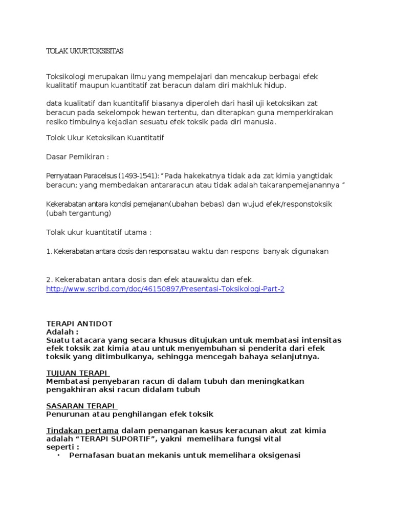Tolak Ukur Toksisitas | PDF