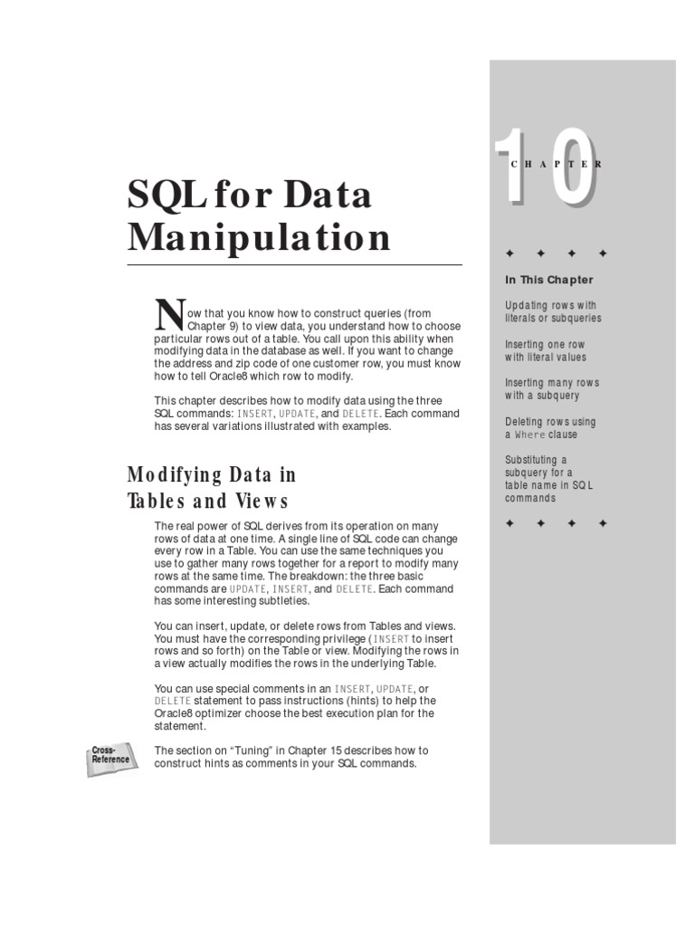 SQL For Data Manipulation: Modifying Data in Tables and Views | PDF ...