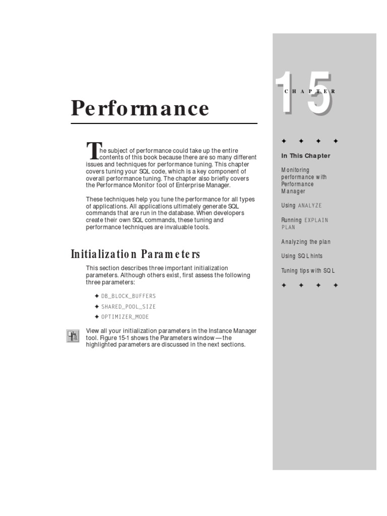 Performance: Initialization Parameters | PDF | Database Index | Oracle Database