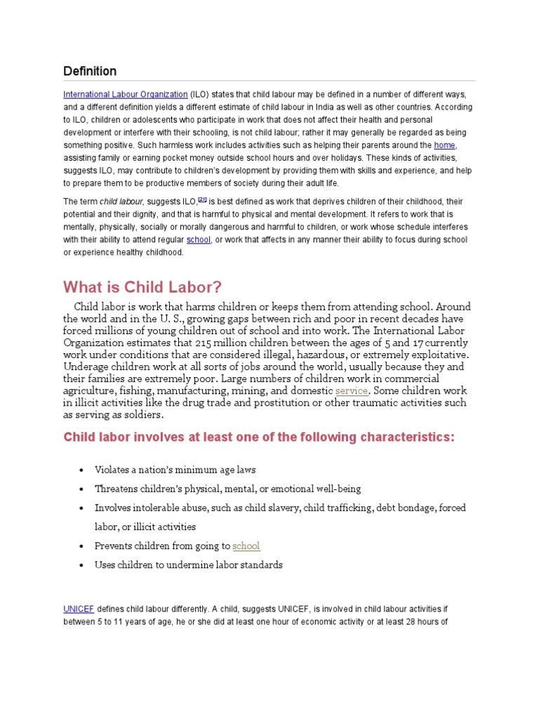 Definition | PDF | Child Labour | Labor