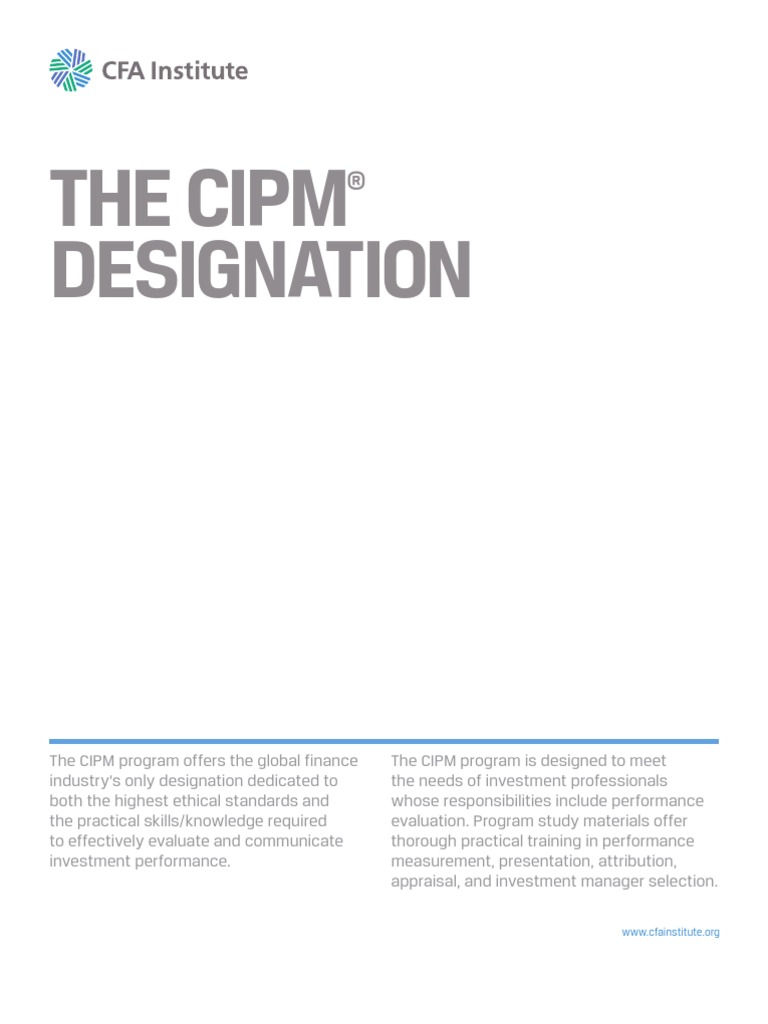 CIPM Factsheet | PDF | Investment Management | Performance Appraisal