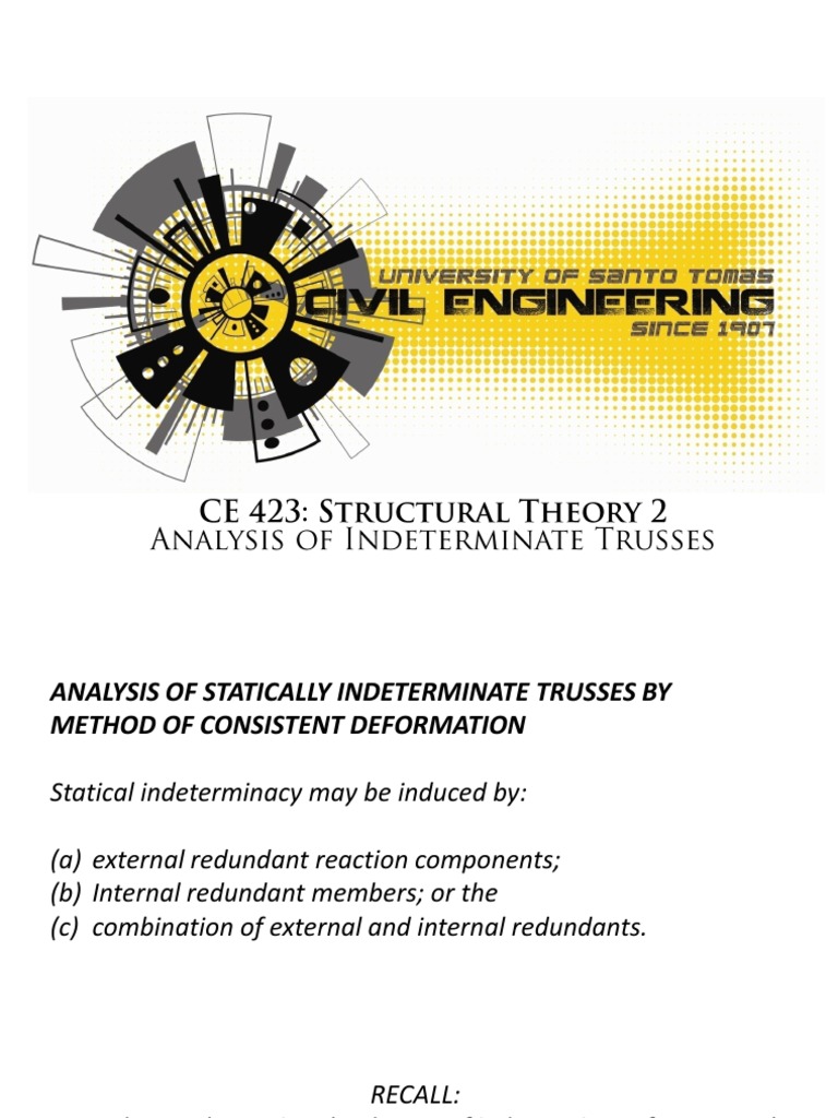 Analysis Of Indeterminate Trusses Pdf Truss Classical Mechanics