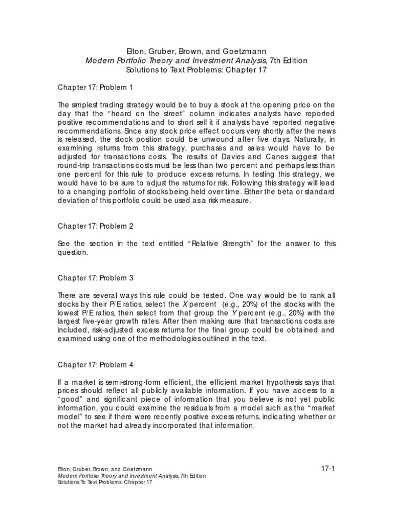 Elton Gruber Ch#17 | PDF | Efficient Market Hypothesis | Stocks