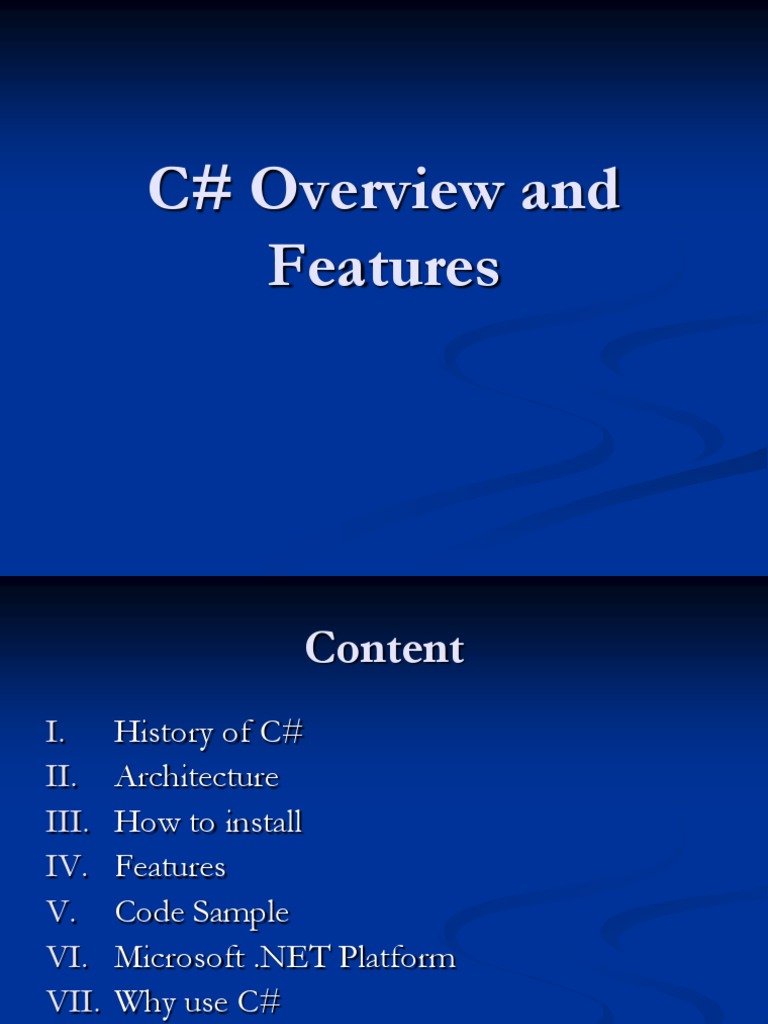 C# Overview and Features | PDF | C Sharp (Programming Language ...