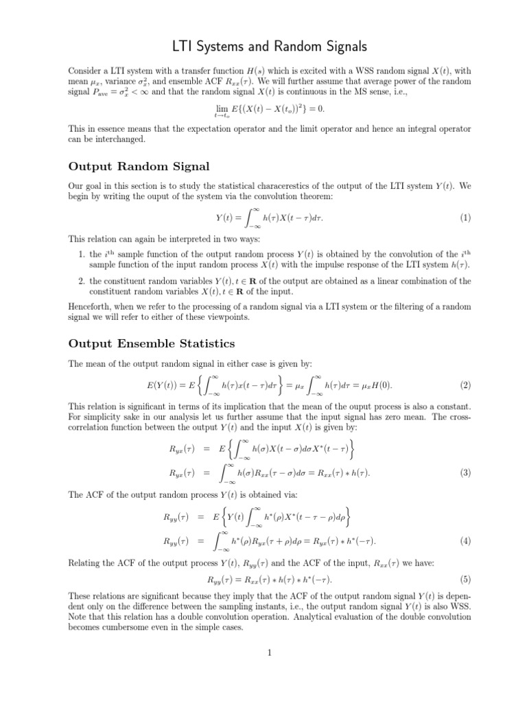LTI Systems and Random Signals | PDF | Laplace Transform | Convolution