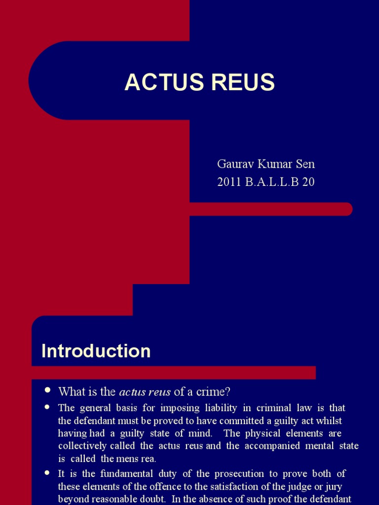 04 Actus Reus 2006-7 | PDF | Mens Rea | Criminal Law
