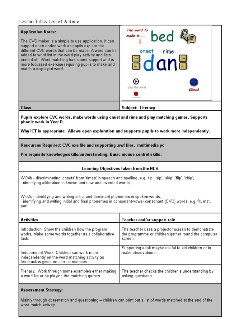 CVC Lesson Outline | PDF