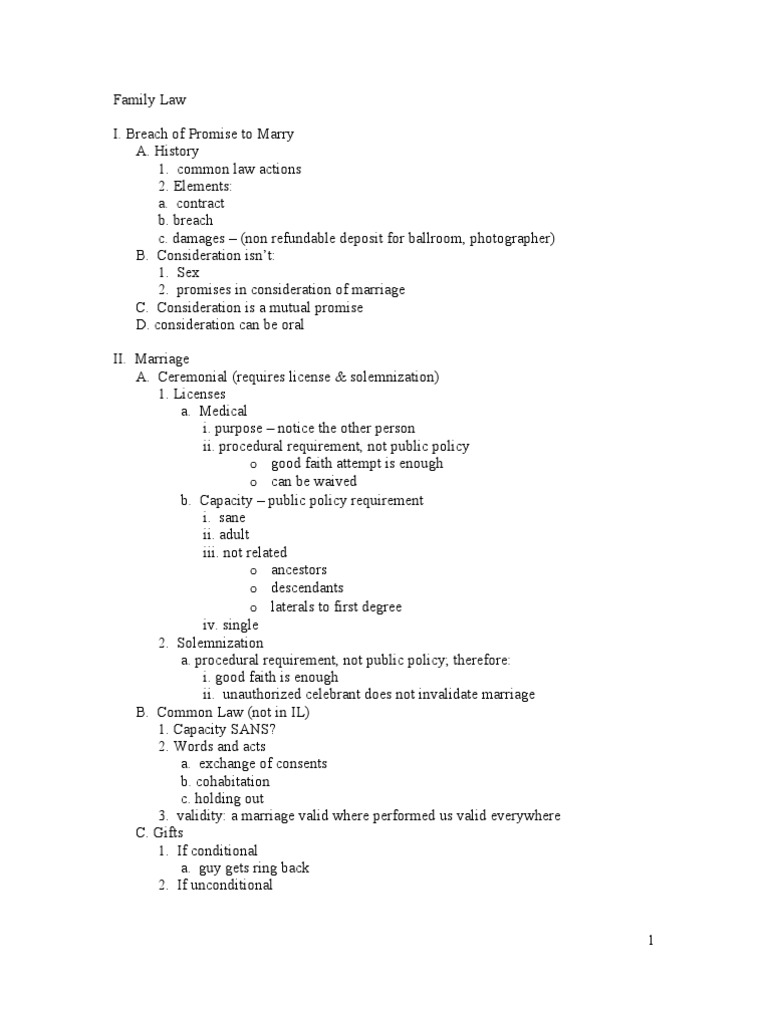 Family Law Bar Outline | PDF | Family Law | Marriage