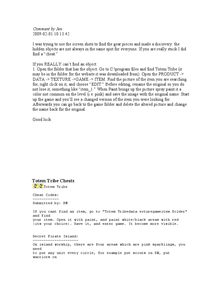 Totem Tribe Cheats | Download Free PDF | Cheating In Video Games ...