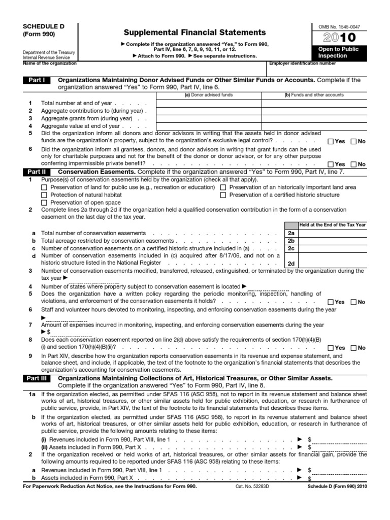 Supplemental Financial Statements: Organization Answered "Yes" To Form ...