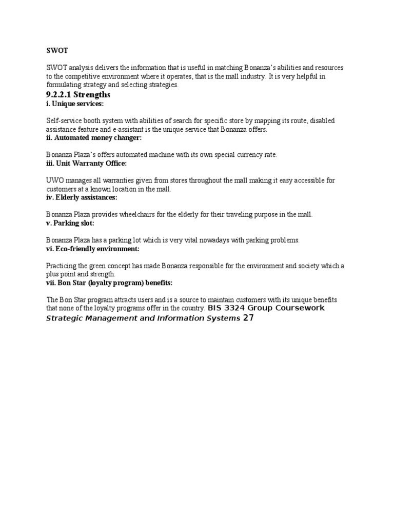 SWOT Sample 1 | PDF | Retail | Shopping Mall