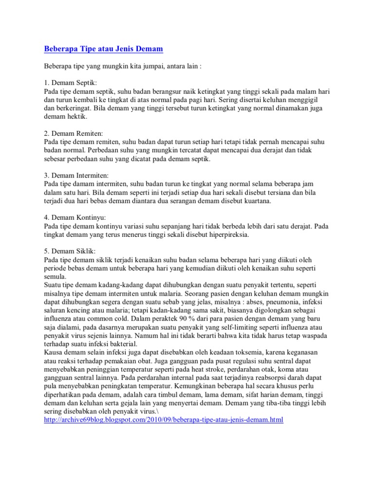 Jenis Jenis Demam SGD | PDF
