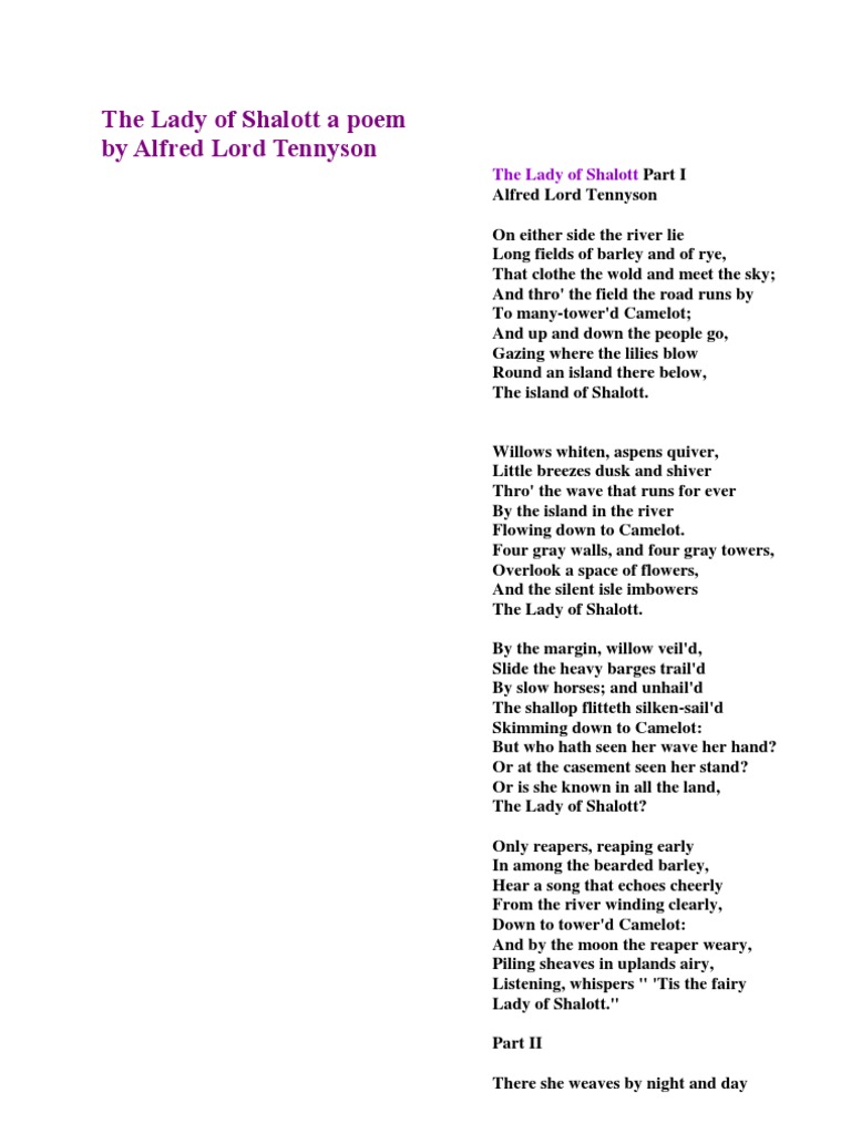 "The Lady of Shalott Poem by Tennyson" | PDF | Arthurian Legend | Nature