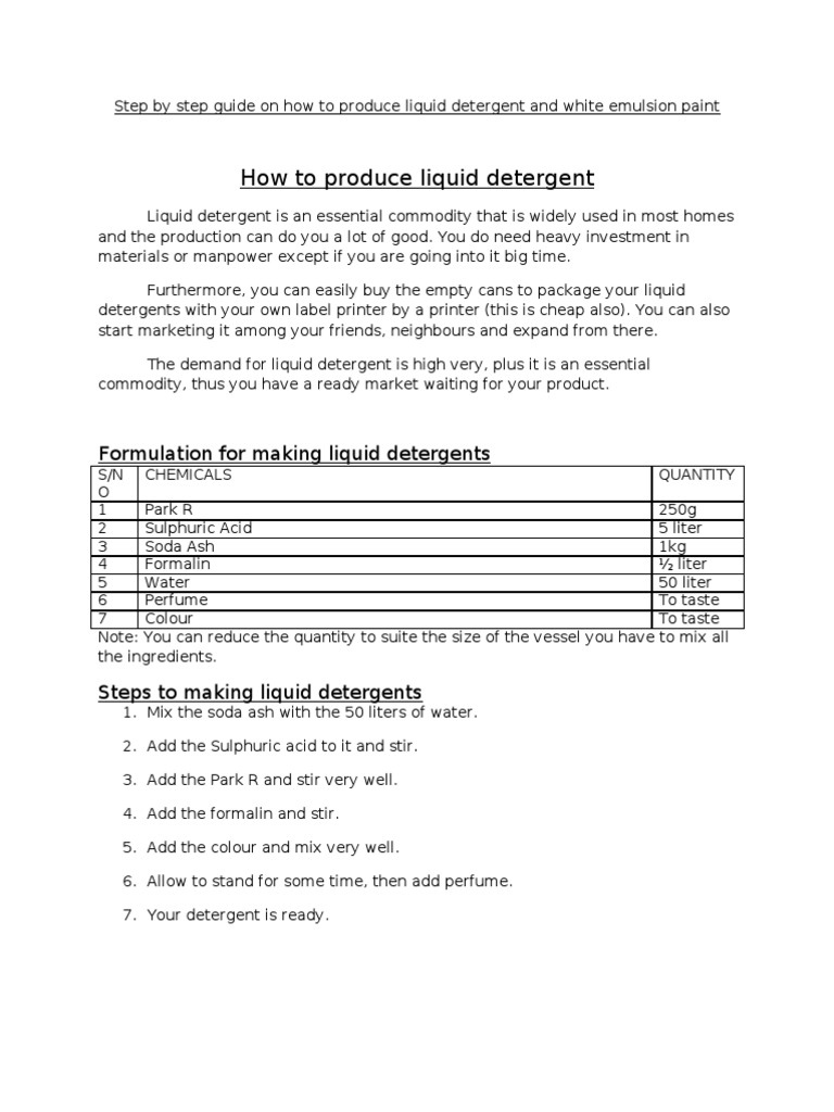 Step by Step Guide On How To Produce Liquid Detergent and White ...