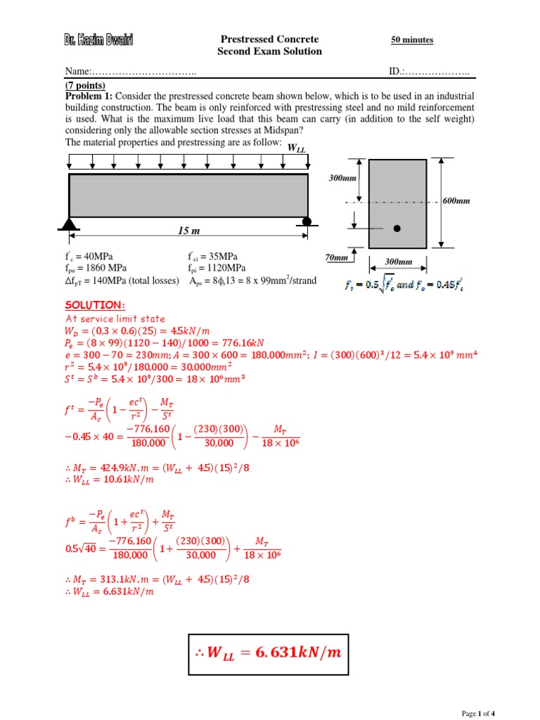 Prestressed _ Solved Examples | Prestressed Concrete | Building