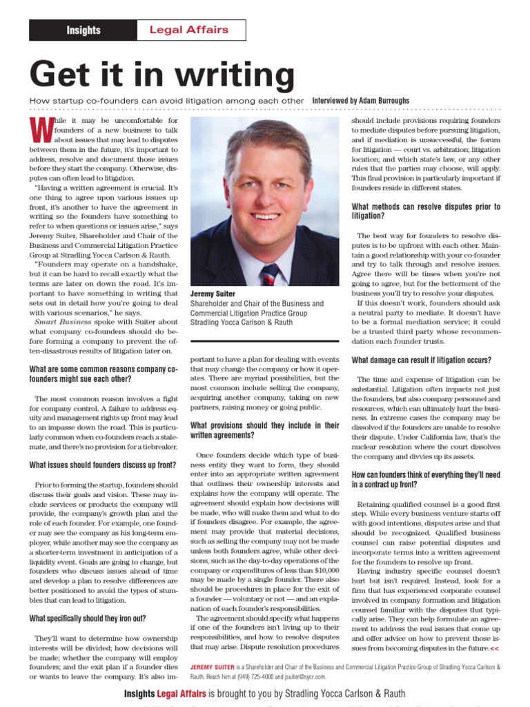 Get It in Writing | PDF | Mediation | Lawsuit