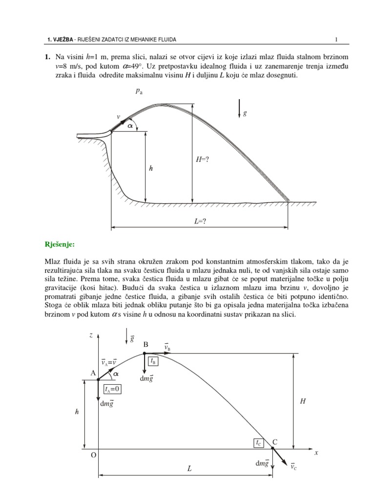 Mehanika Fluida Vjezbe Sa Rijesenim Zadacima | PDF