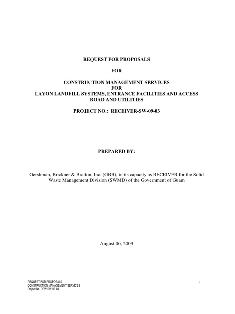 RFP SW 09 03 | PDF | Construction Management | Request For Proposal