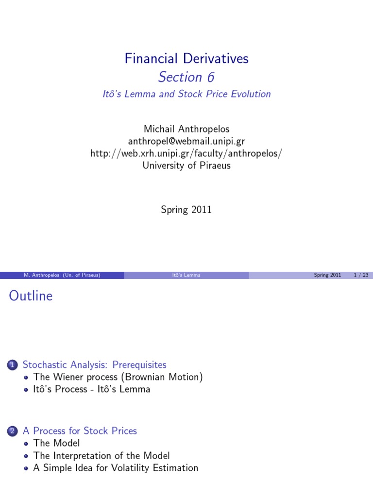 Financial Derivatives: Section 6 | PDF | Stochastic Process ...