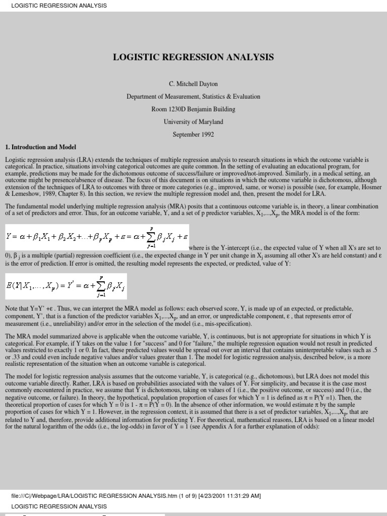 Logistic Regression Analysis Overview | PDF | Teaching Methods ...