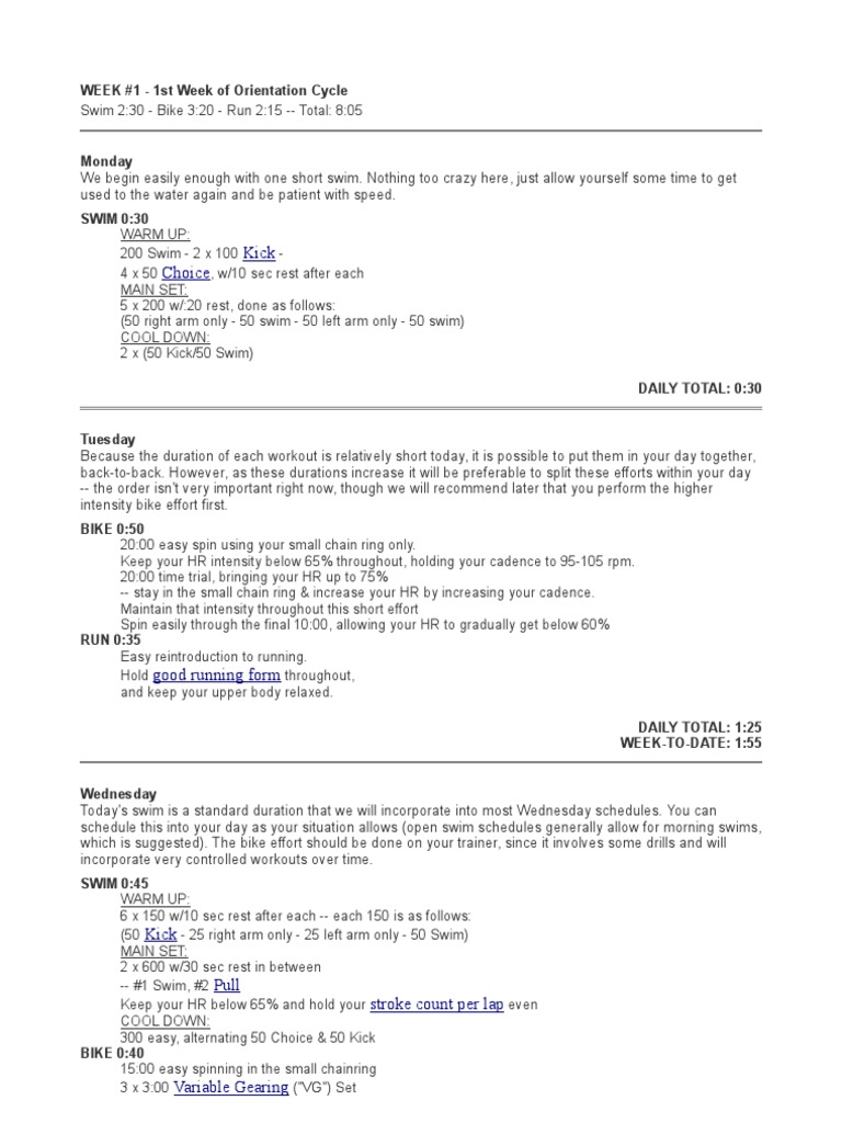 Ironman Training Plan | PDF | Physical Exercise | Self Care