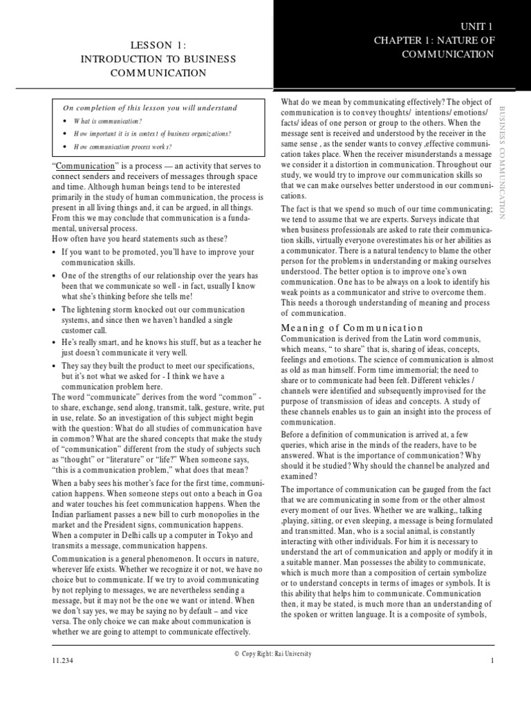 Lesson 1 Introduction To Business Communication | PDF