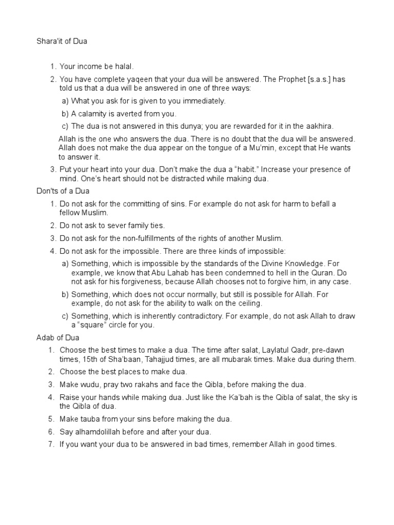 Guidelines for Effective Dua | PDF | Career & Growth