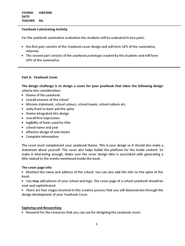 Yearbook Culminating Activity | PDF | Composition (Visual Arts) | Design