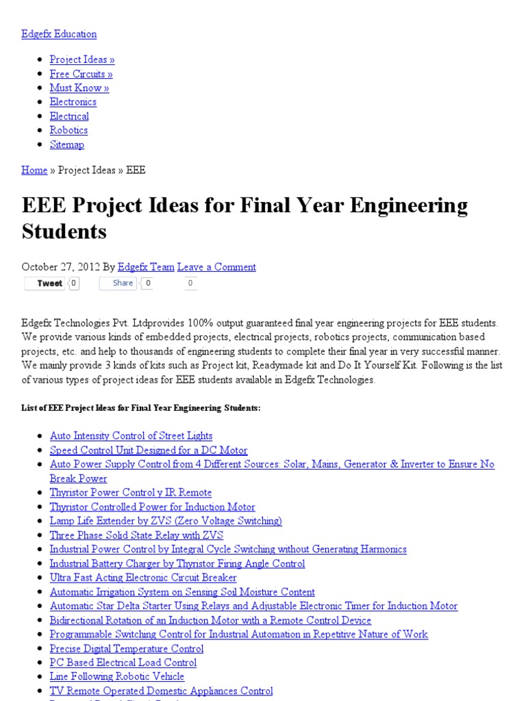 EEE Projects For Final Year Engineering Students - EEE Project Ideas ...