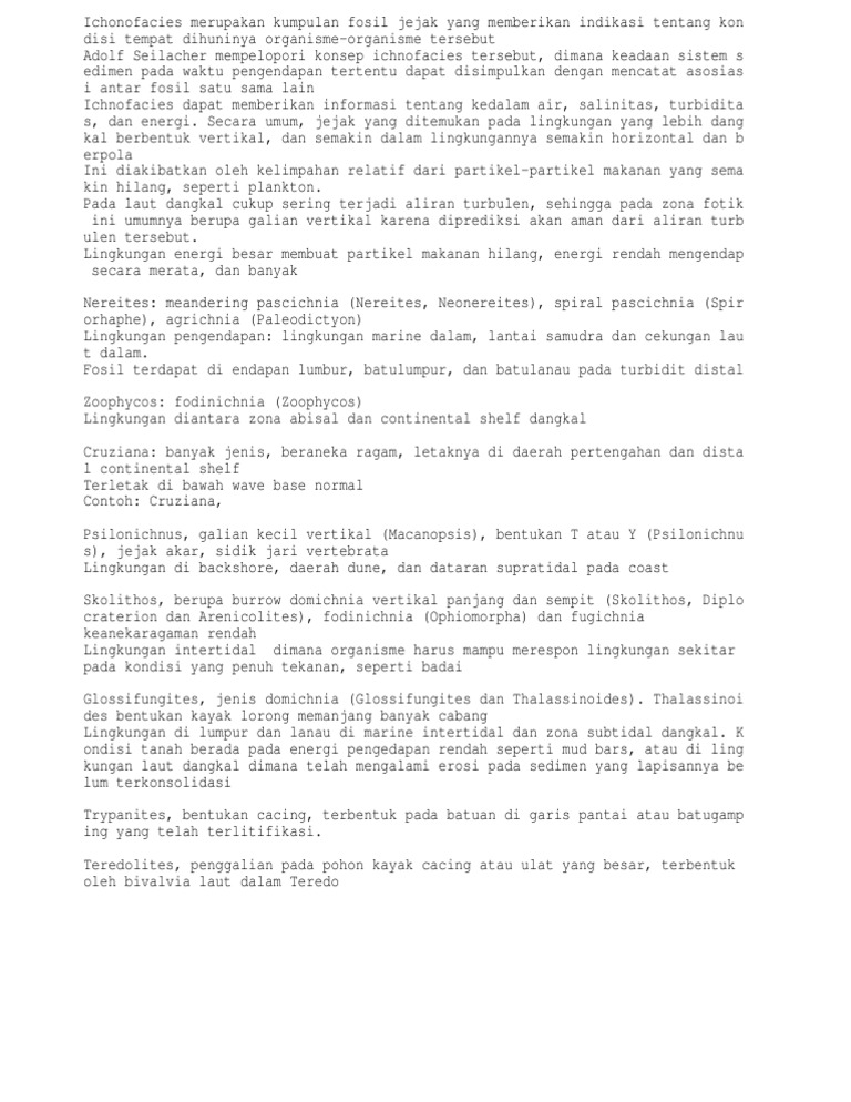 Ichnofacies: Indikator Lingkungan Laut | PDF | Ilmu Sosial | Sejarah