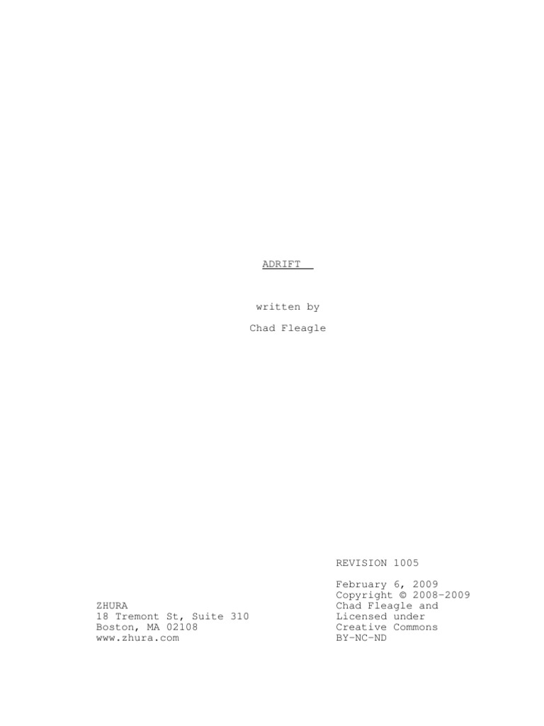 Adrift Written by Chad Fleagle | PDF | Adam | Holography