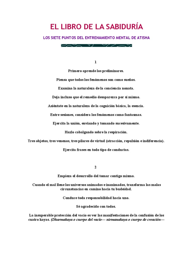 El Libro de La Sabiduría Los 7 Pasos Del Entrenamiento Mental | PDF ...