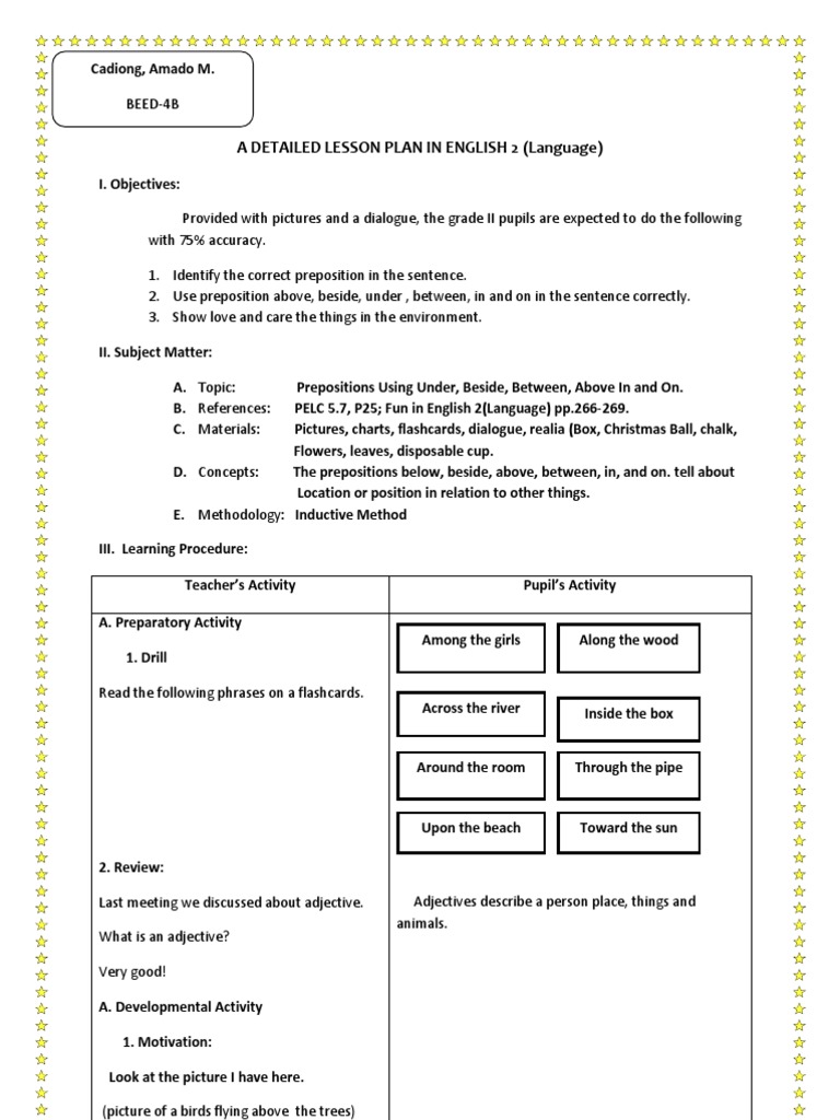 A Detailed Lesson Plan in English 2 (Language) | PDF | Lesson Plan ...