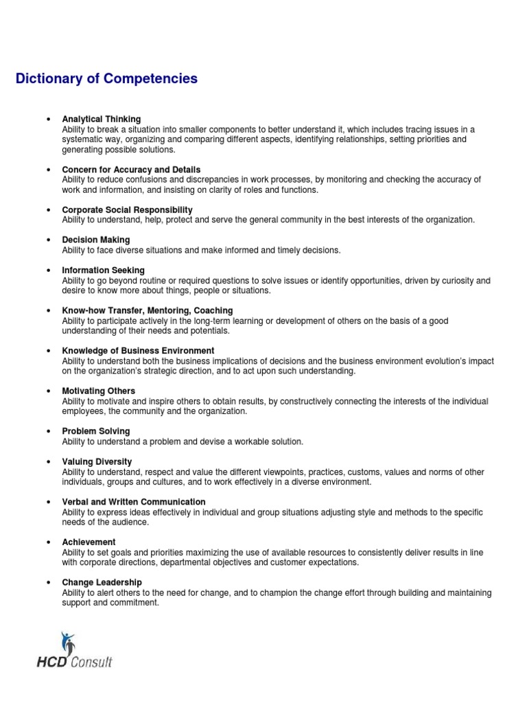 Competency List | PDF | Competence (Human Resources) | Thought