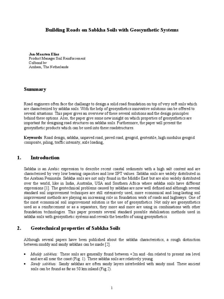 Soil Stabilization, 2004, Building Roads On Sabkha Soils With ...