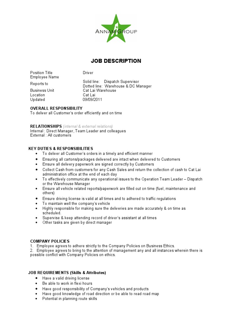 Dispatch Supervisor Job Description | PDF | Competence (Human Resources ...