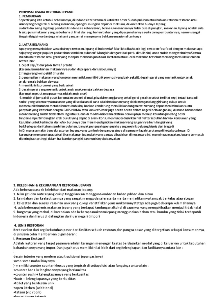 Proposal Usaha Restoran | PDF