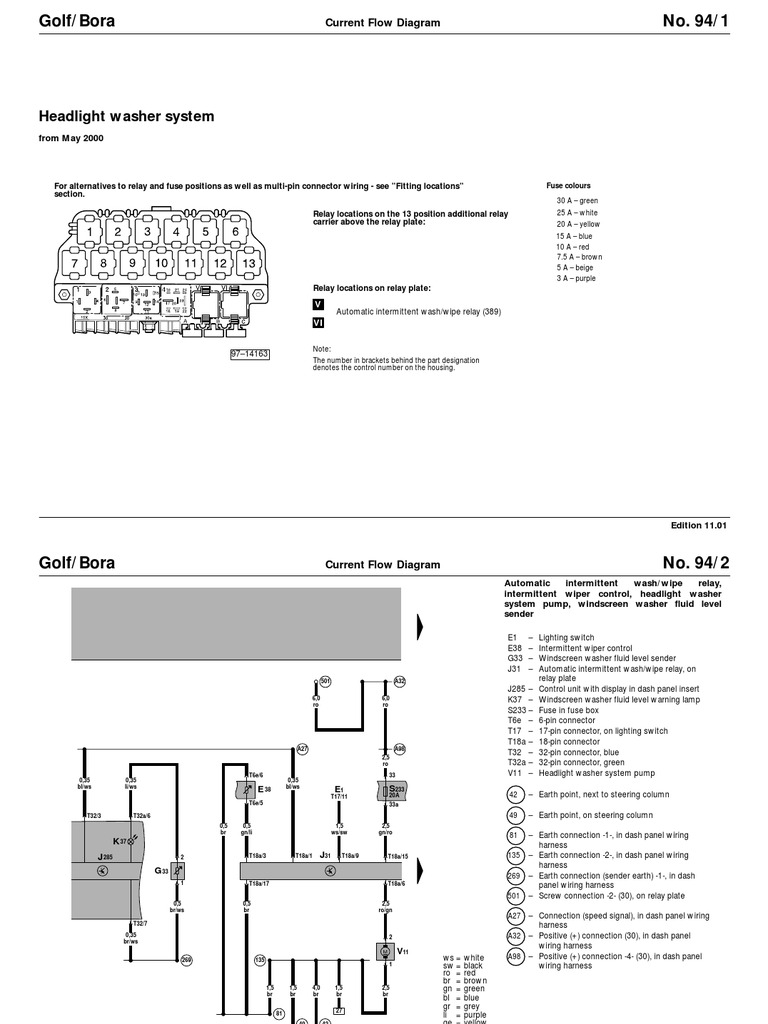 Headlight Washer System: Current Flow Diagram | Download Free PDF ...