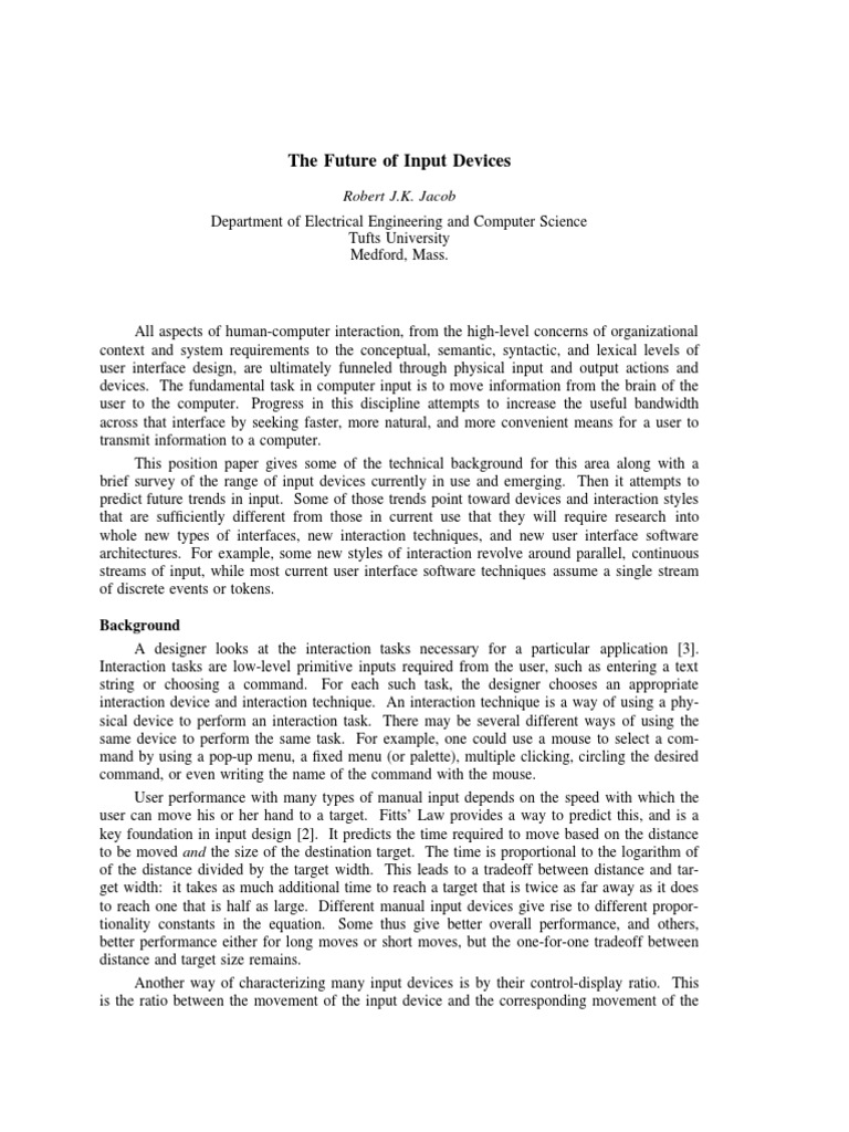 The Future of Input Devices: New Trends in Interaction | PDF | Computer ...