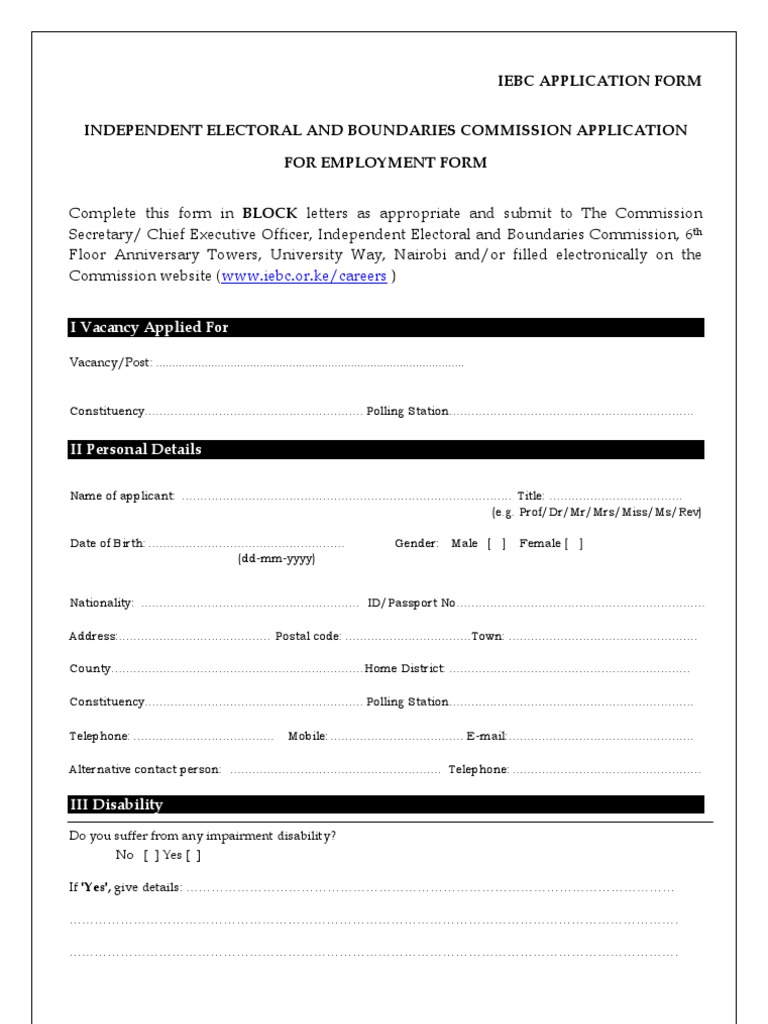 Iebc Application Form 2 | PDF | Loans | Debt