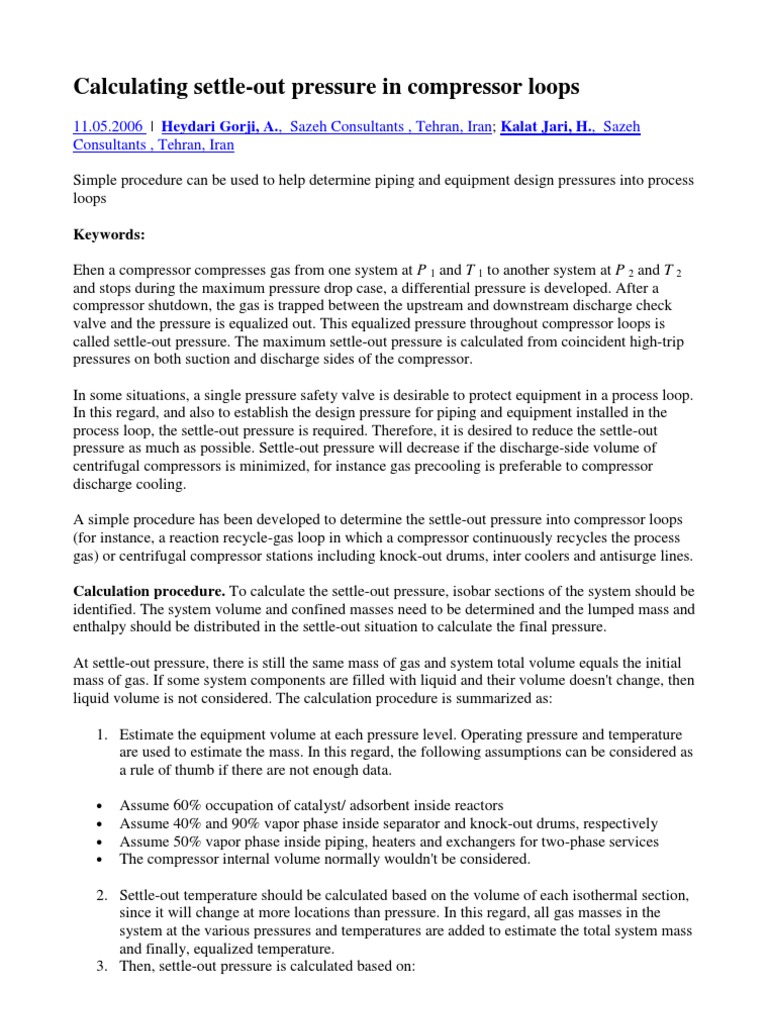 Settle-Out Pressure Calculation Guide | PDF | Chemical Reactor | Pressure