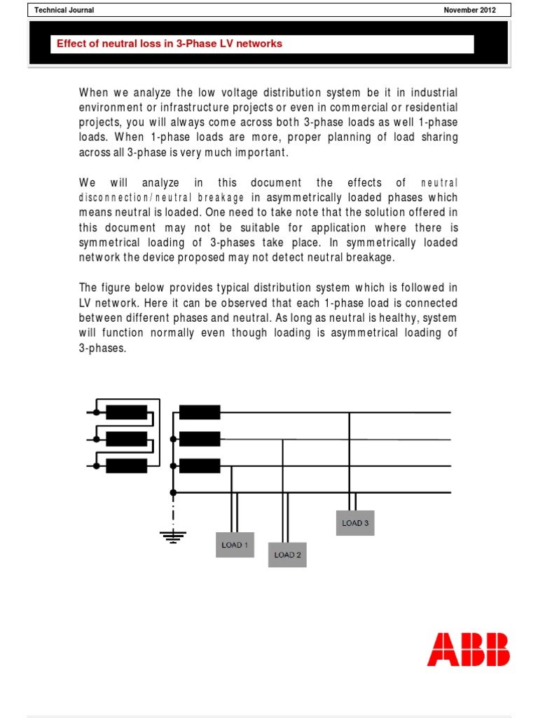 Neutral Loss Impact in 3-Phase LV Networks | PDF