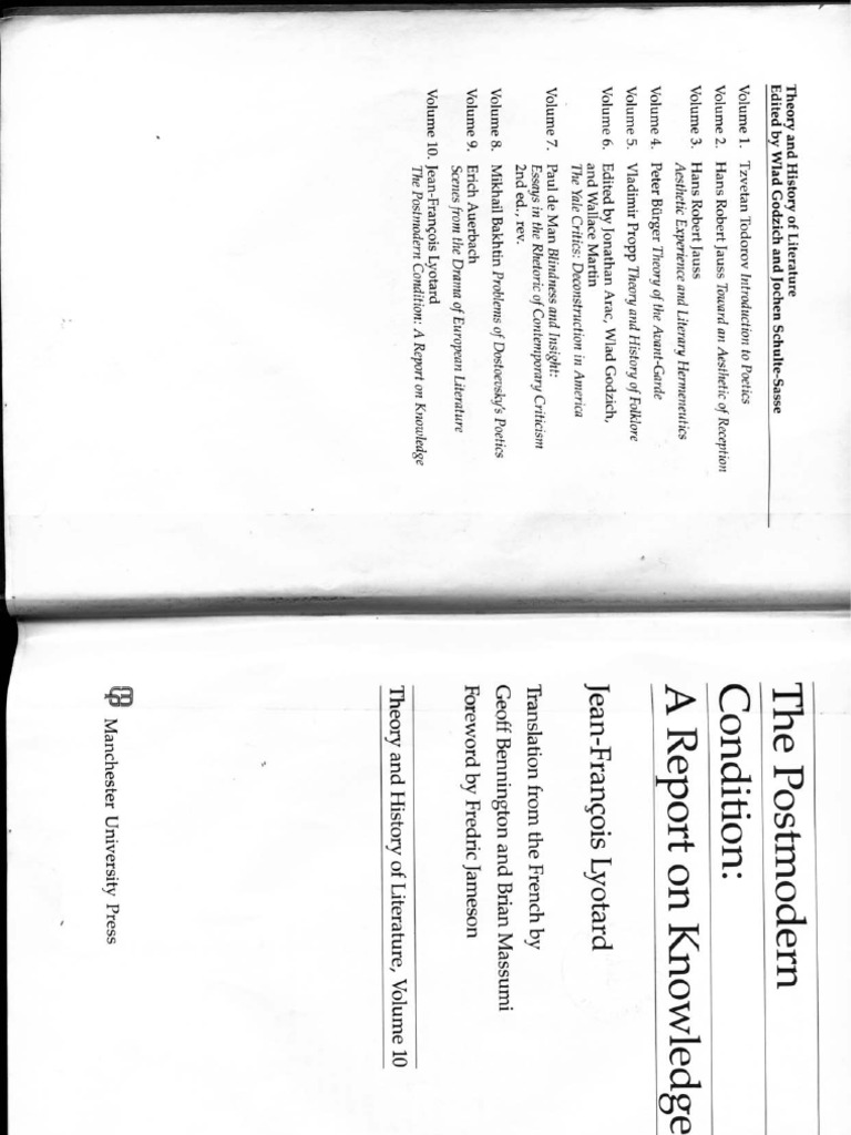 Lyotard-The Postmodern Condition | PDF