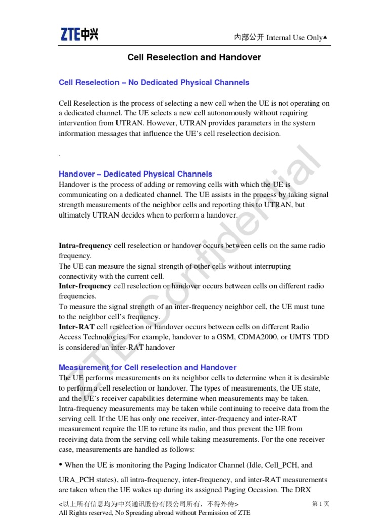 Cell Reselection and Handover | PDF | Gsm | Radio Resource Management