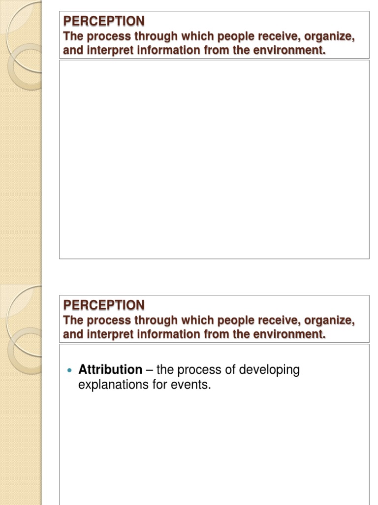 Perception: The Process Through Which People Receive, Organize, and ...